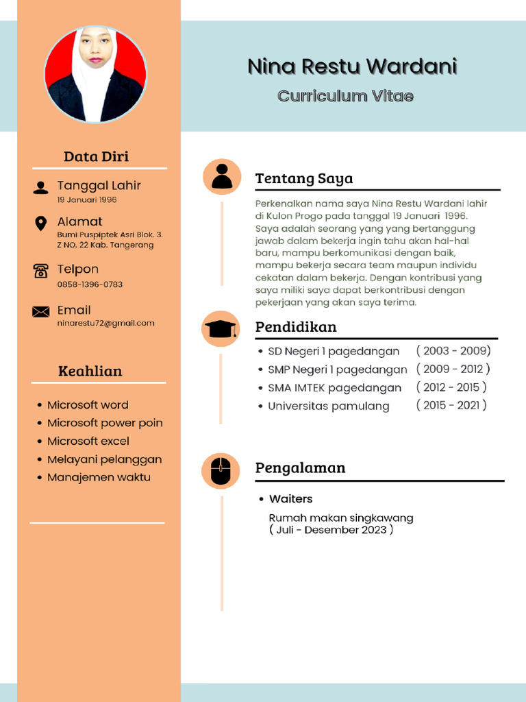 CV - Nina Restu Wardani | PDF