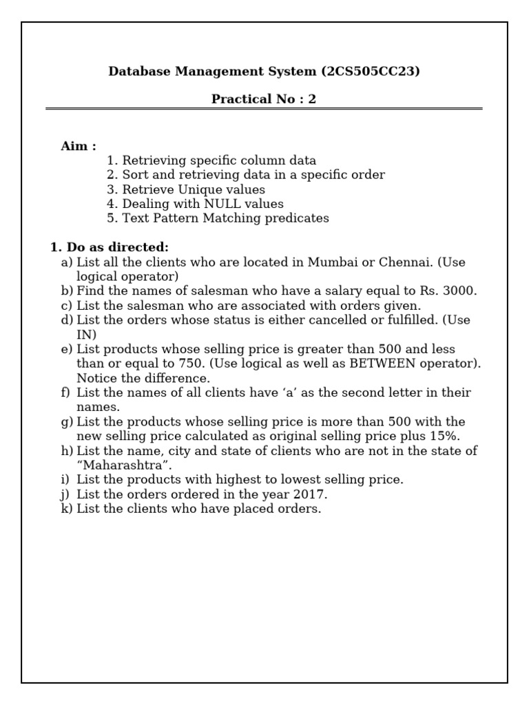 SQL Data Retrieval Techniques Guide | PDF