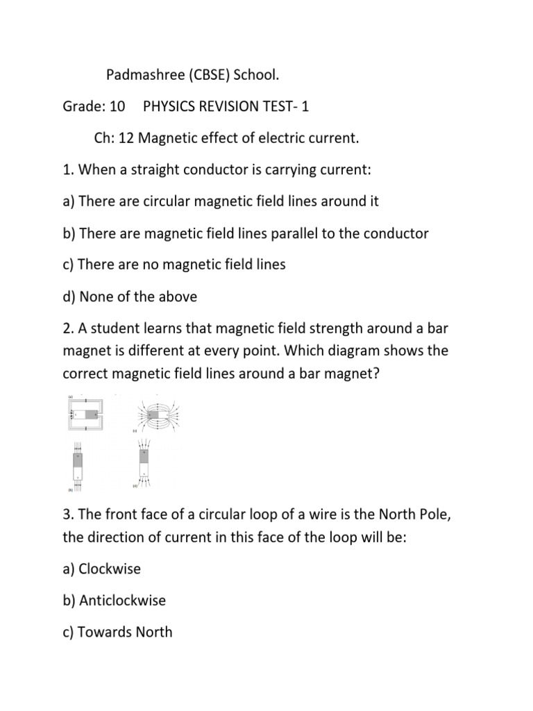 CH 12 Magnetic Effects of Electric Current | PDF