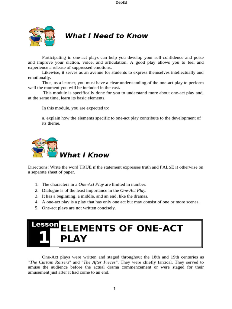 Understanding One-Act Plays Essentials | PDF | Characters In Romeo And ...