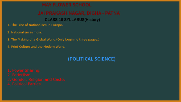 Class 10 History & Pol. Sci. Syllabus | PDF