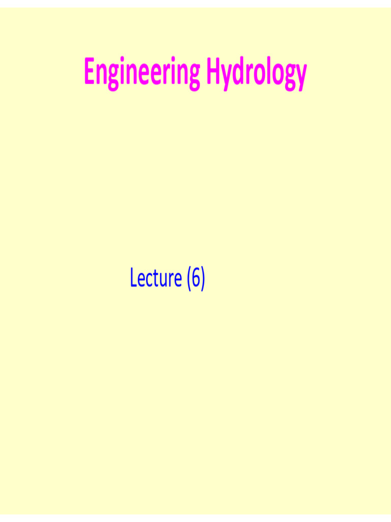 Hydrology-Lecture 6 | PDF | Discharge (Hydrology) | Chemical Engineering