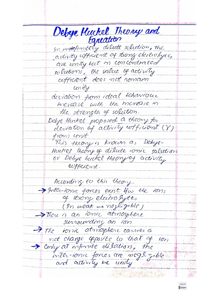 Debye huckel equation Physical Chemistry Derivation by Honorable Sundas ...