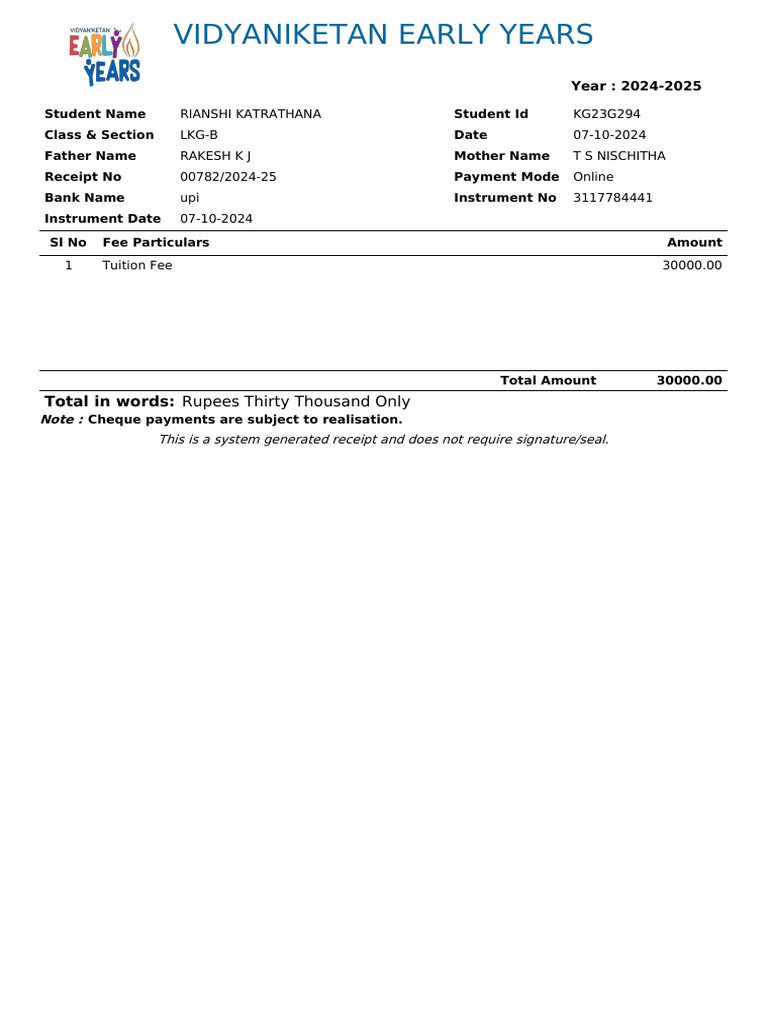 Tution Fee October | PDF