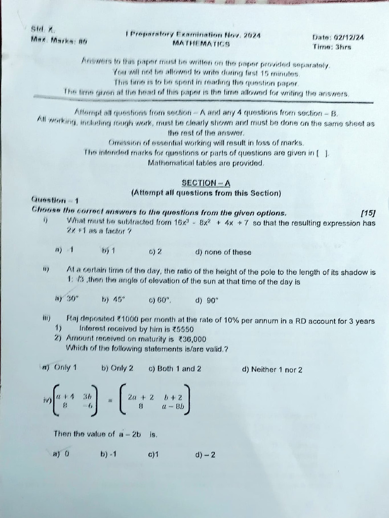 24-25 X Maths Preparatory | PDF | Circle | Elementary Geometry