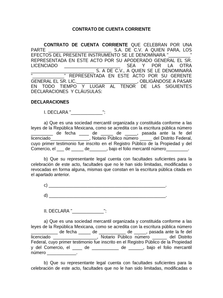 Contrato de Cuenta Corriente | PDF | Pagos