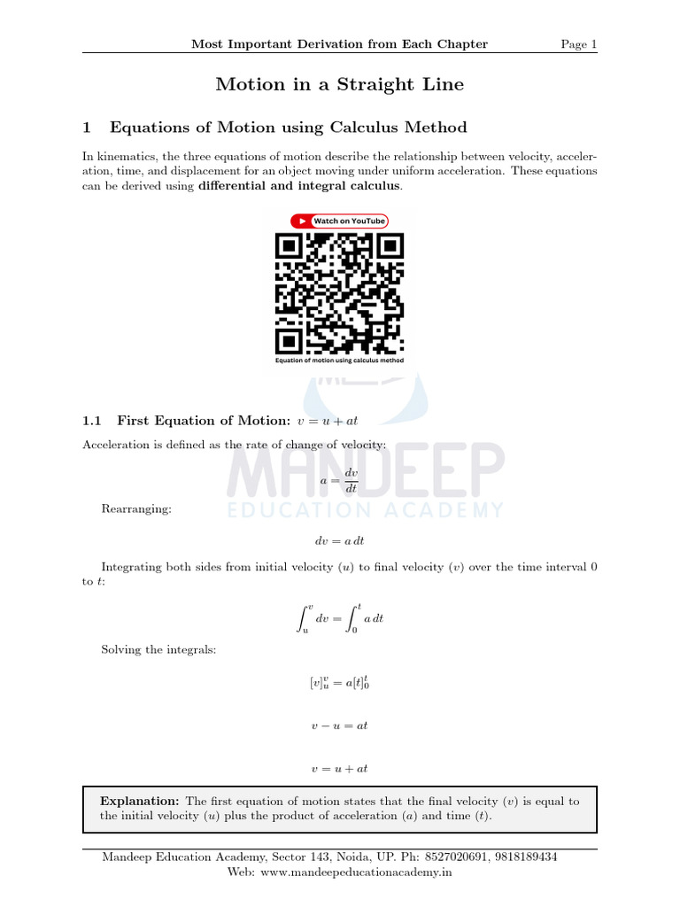 Most Important Derivation From Each Chapter Class 11 Physics | PDF | Elasticity (Physics ...