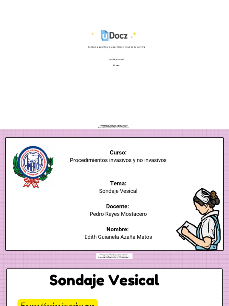 Sondaje Vesical: Procedimientos y Cuidados | PDF | Medicina CLINICA ...