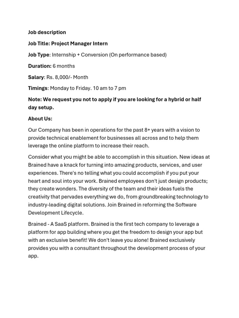 Project Manager Intern | PDF