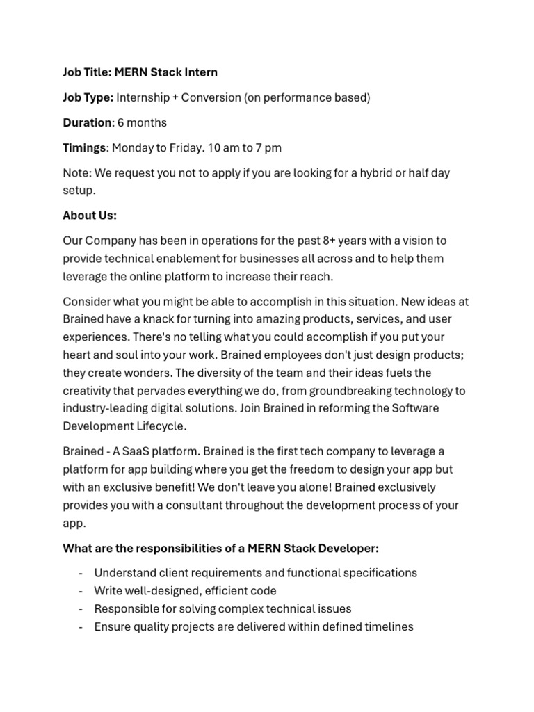 MERN Stack Intern | PDF