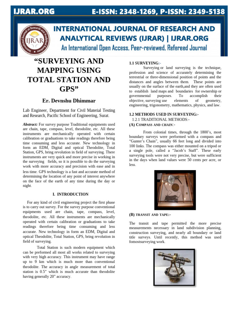 SURVEYING AND MAPPING USING TOTAL STATION AND GPS Final | PDF | Surveying | Global Positioning ...