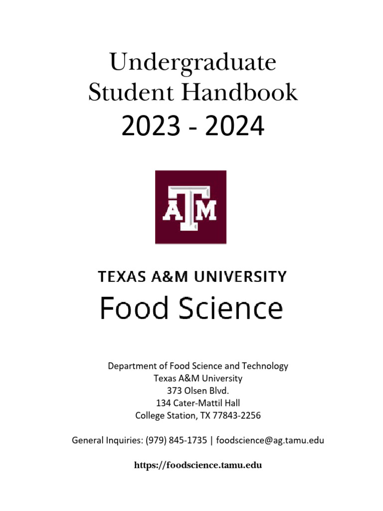 Food Science Undergraduate Handbook 04 2023 | PDF | Food Science | Science