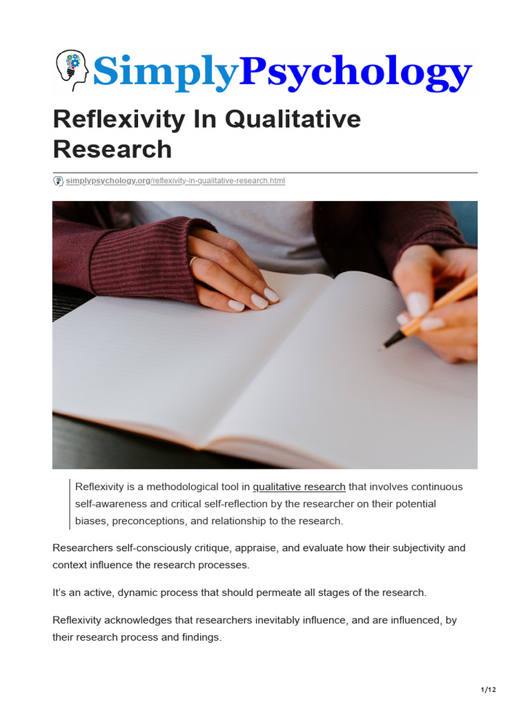 Reflexivity in Qualitative Research | PDF | Methodology | Reflexivity ...
