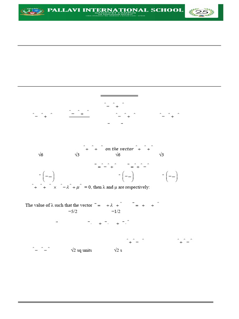 23 24 Class Xii CH 10 Vector Algebra Practice Paper 10 | PDF | Euclidean Vector | Linear Algebra