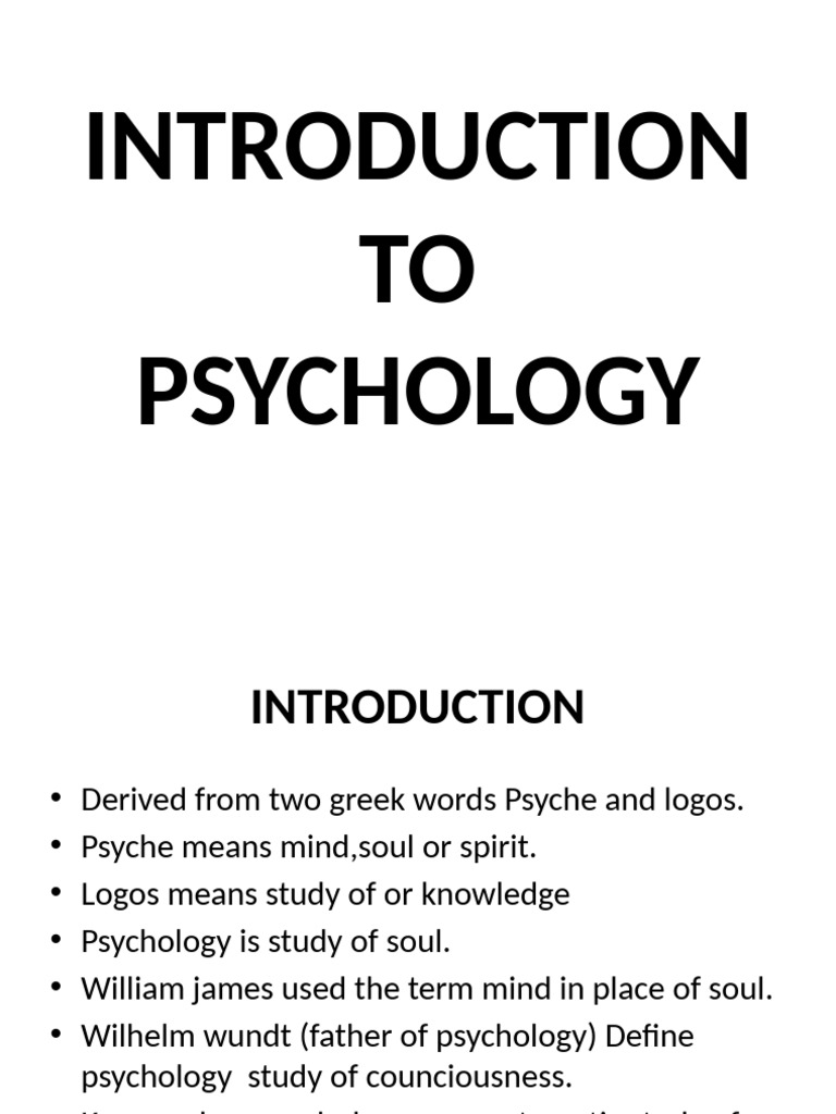 Introduction To Psychology | PDF | Psychology | Cognitive Science