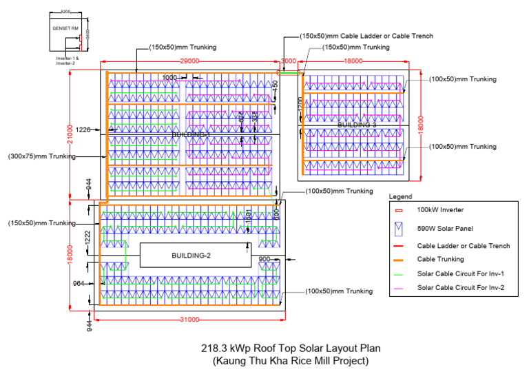 218.3kWp Roof Top Solar Layout Plan (Kaung Thu Kha Rice Mill Project) | PDF | Forms Of Energy ...