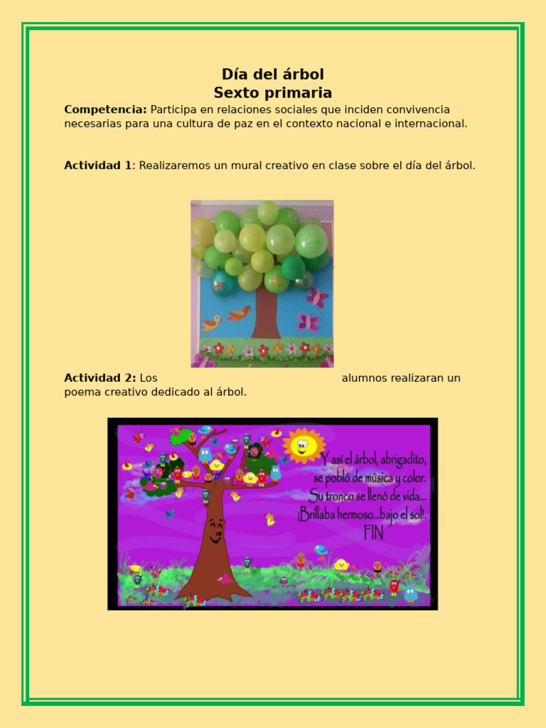 Actividades del Día del Árbol en Sexto | PDF