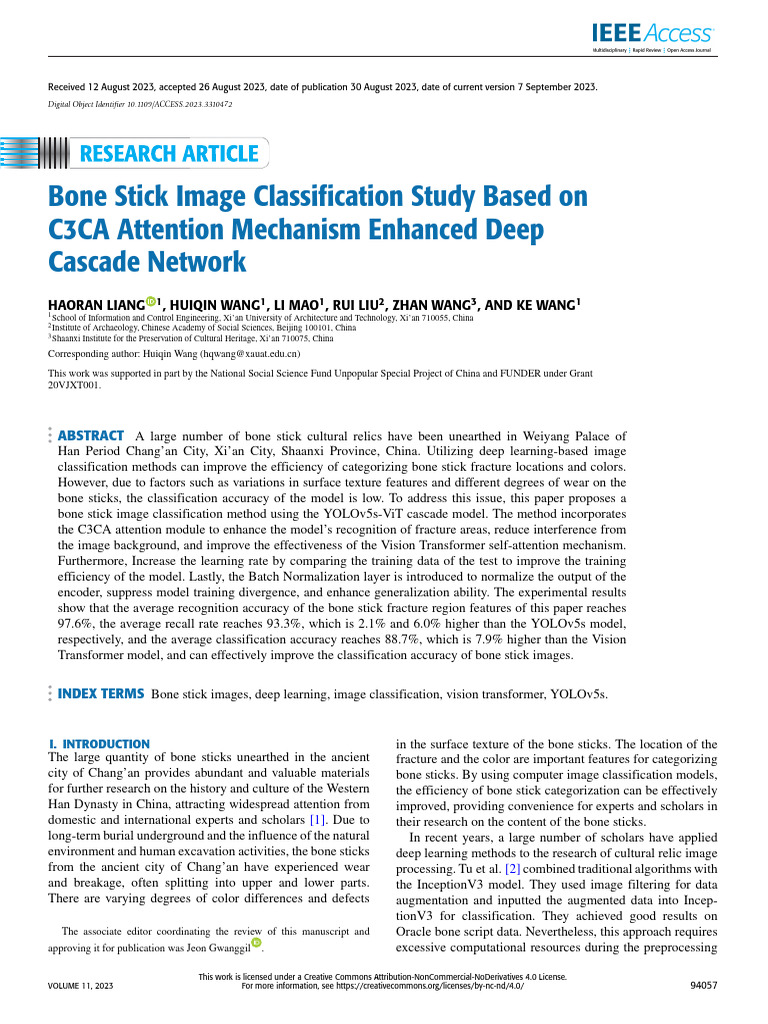 Bone Stick Image Classification Study Based On C3CA Attention Mechanism Enhanced Deep Cascade ...