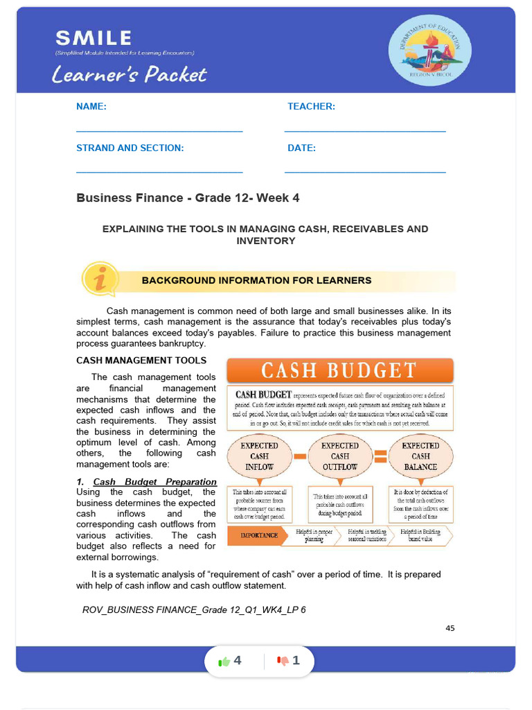 Managing Cash and Receivables Tools | PDF | Credit | Finance & Money Management