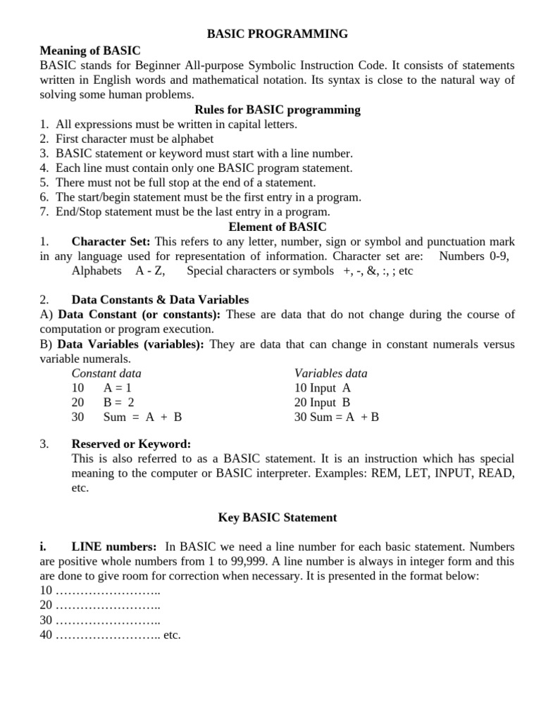 Jss 2 Week 2 I.C.T Note | PDF | Basic | Computer Program