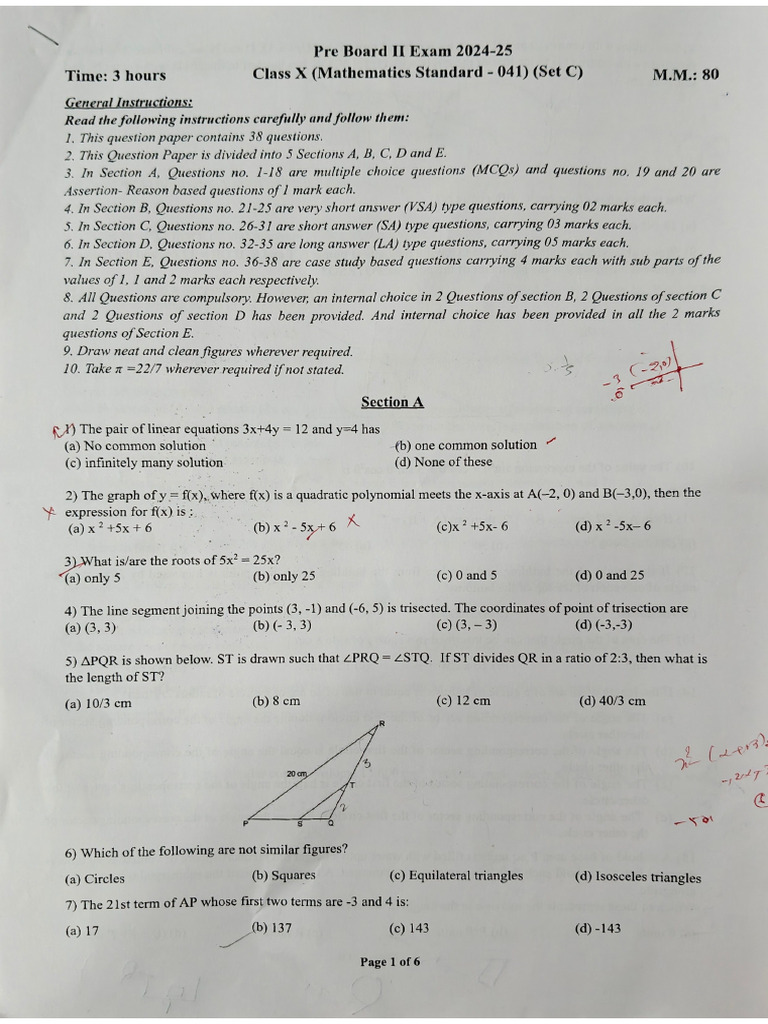 Maths Set C Question Paper Pre Board 2 | PDF