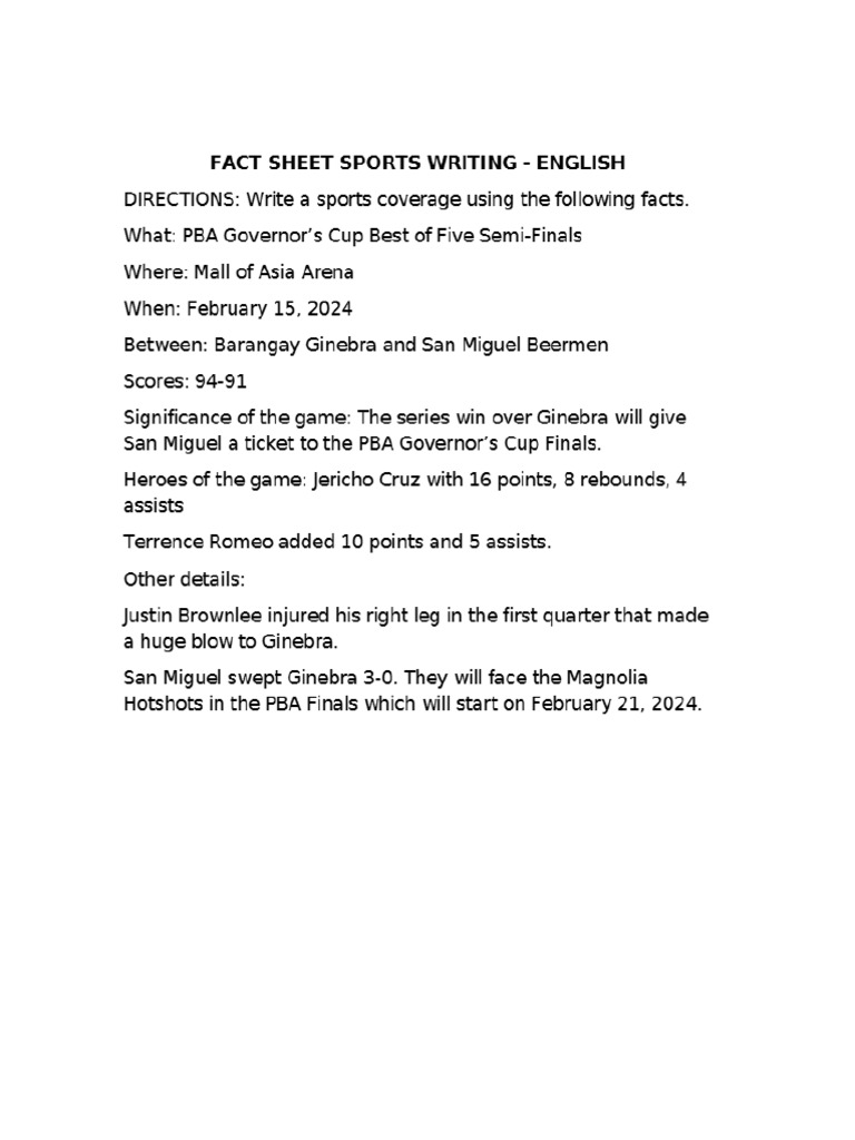 Fact Sheet Sports News | PDF