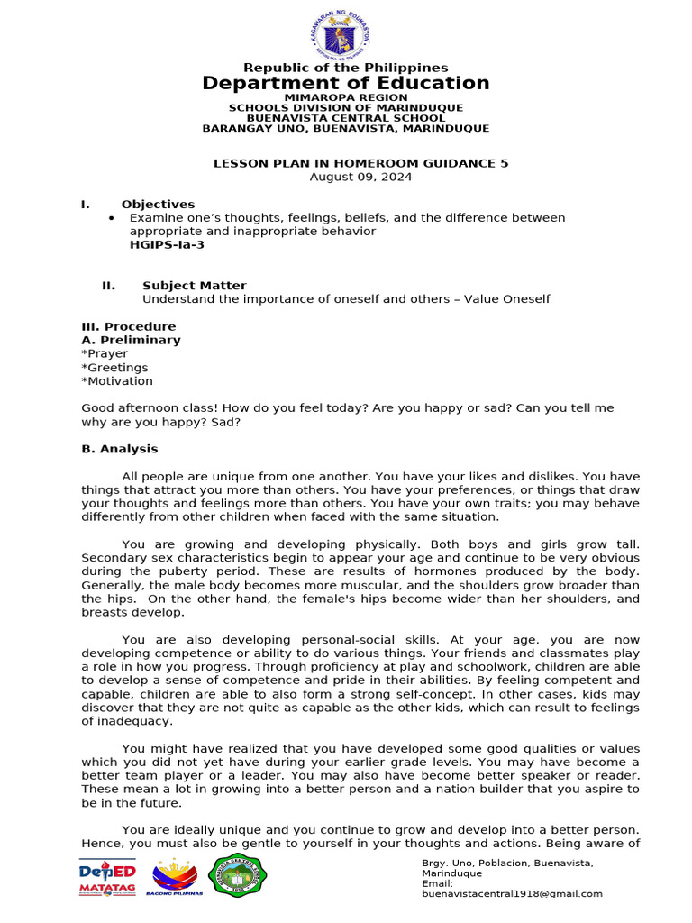 HGP Lesson Plan Tempate 1 | PDF | Thought | Cognition