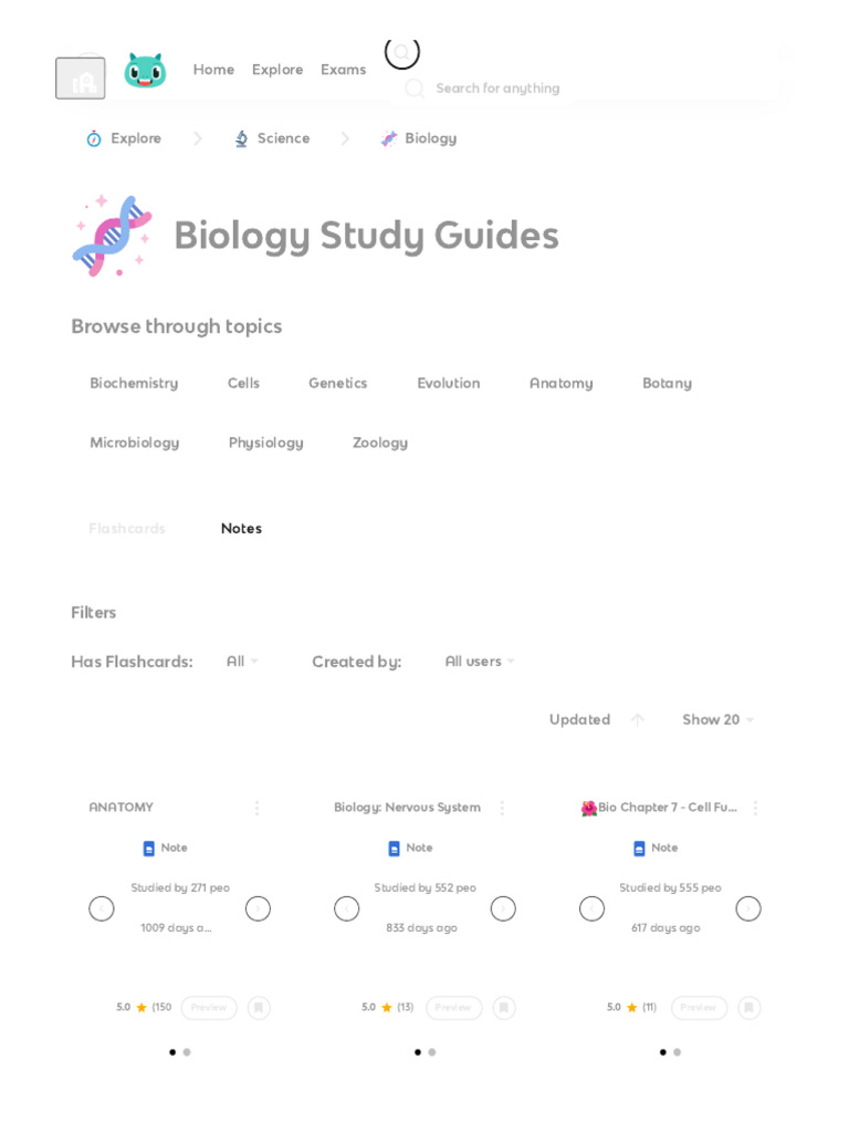 Biology Study Guides_ Notes _ Knowt | PDF | Biology | Zoology