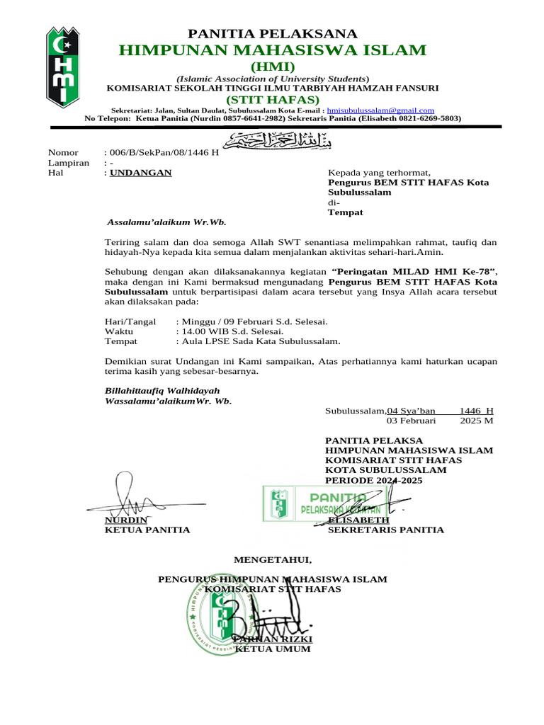 Surat Undangan Bem | PDF