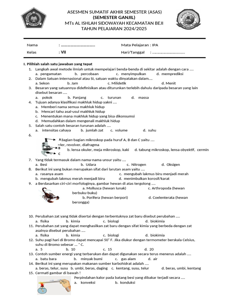Sas Kelas 7 Ipa Ganjil | PDF