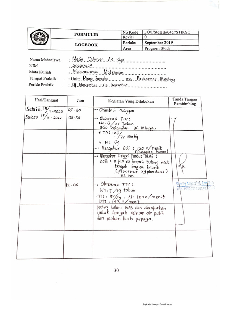 Logbook Minggu I-III Maria Dolorosa | PDF