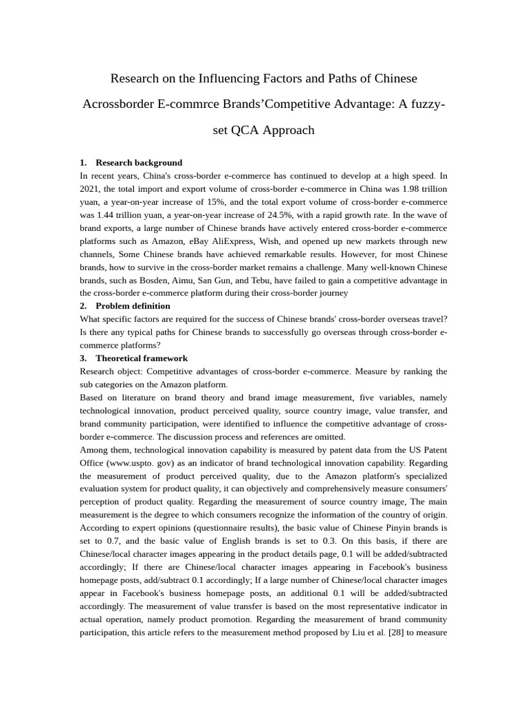FSQCA Research Exercise | PDF | E Commerce | Brand