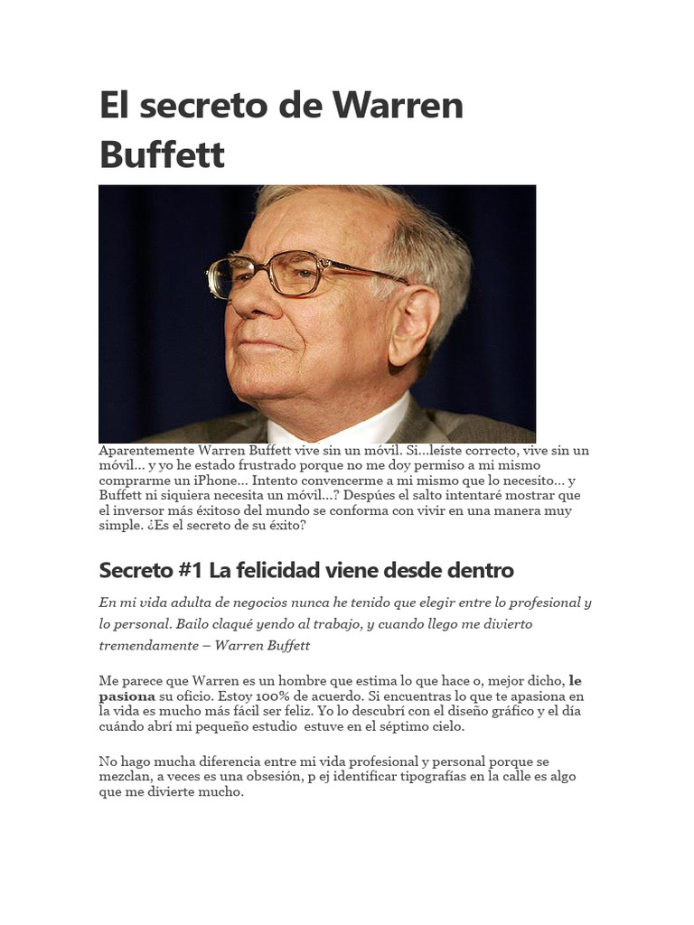 1 El Secreto de Warren Buffett | PDF | Warren Buffett | Inversiones