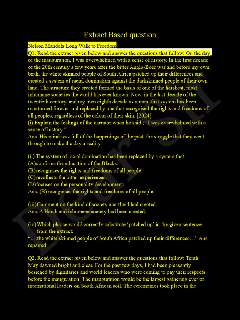 Extract Based Question 1 NEW | PDF | South Africa