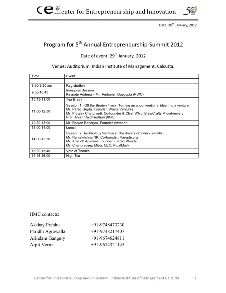 Schedule Brief | PDF | Innovation | Small Business