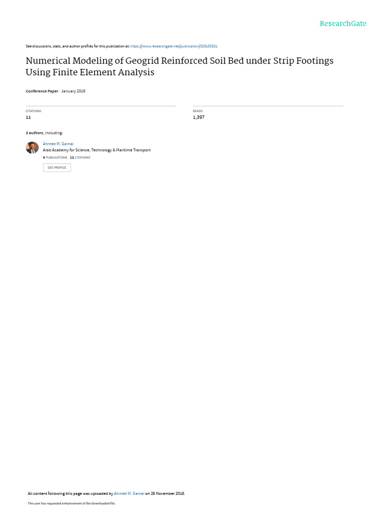 Numerical Modelingof Geogrid Reinforced Soil Bedunder Strip Footings | PDF | Strength Of ...