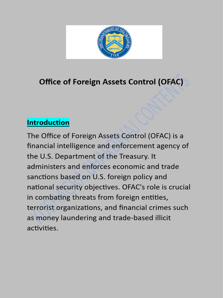 OFAC | PDF | Office Of Foreign Assets Control | Regulatory Compliance