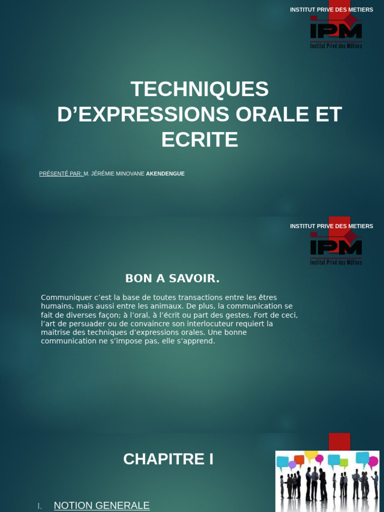 Cours Power Point Techniques d'Expressions Orale Et Ecrite | PDF | la communication | Définition