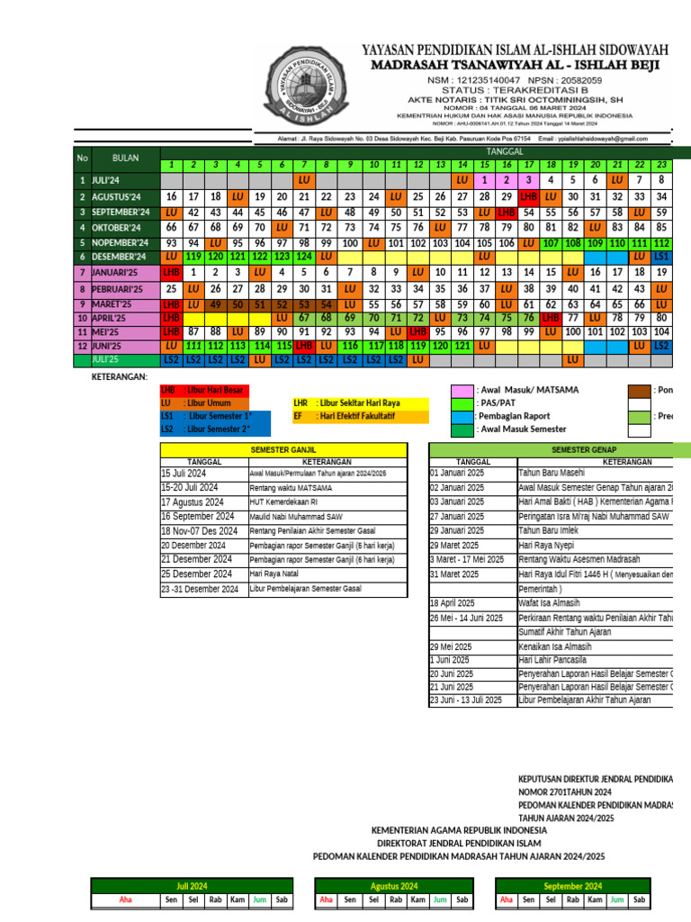 Kalender Pendidikan 2024-2025 | PDF