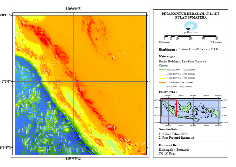 Peta Kontur Kedalaman Laut Pulau Sumatera Kel 4 Batimetri | PDF