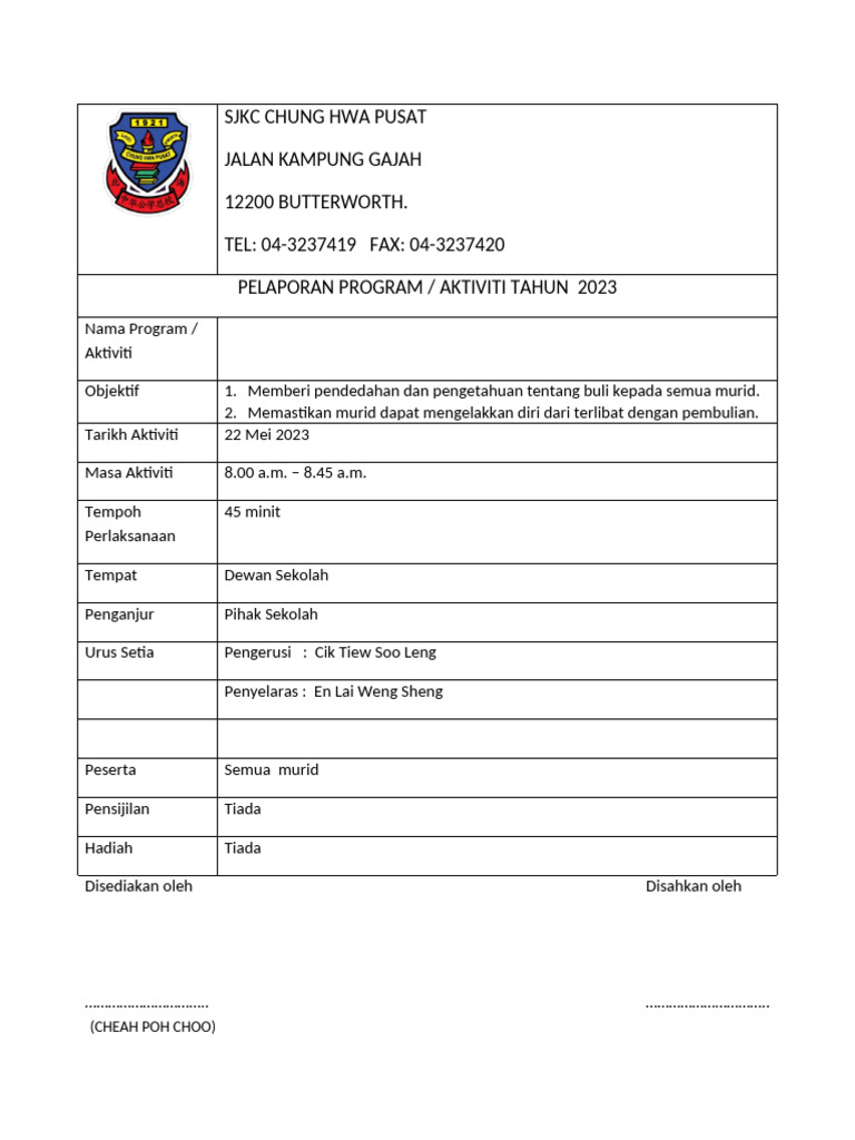 SJKC Chung Hwa Pusat | PDF