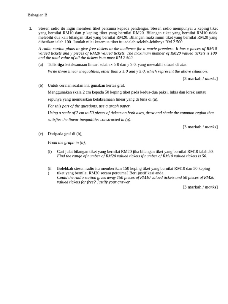 Ketaksamaan Linear BHGN B T4 | PDF