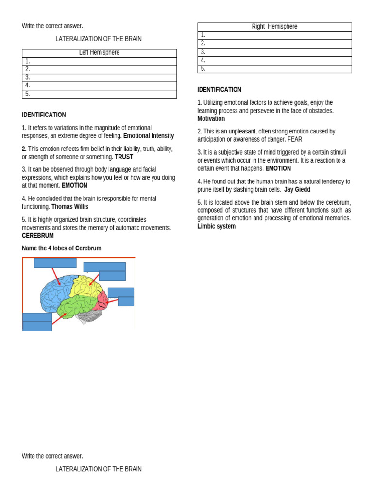 perdev quiz | PDF | Emotions | Lateralization Of Brain Function
