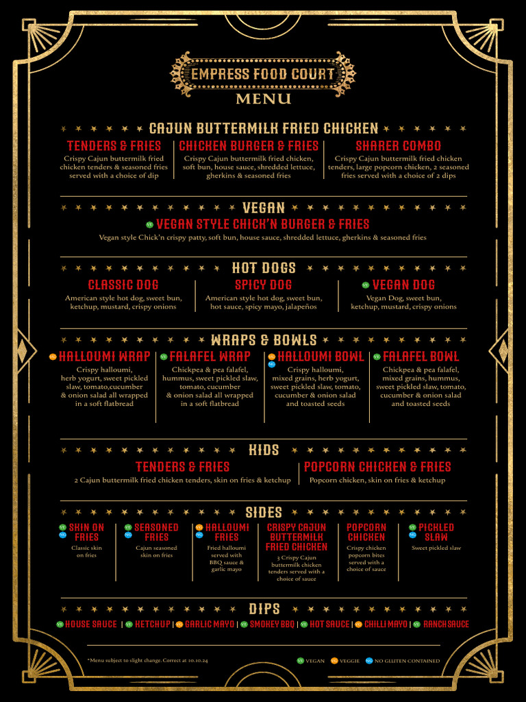 CA A4 Food Menu Oct 24 Aw | PDF | Coleslaw | French Fries