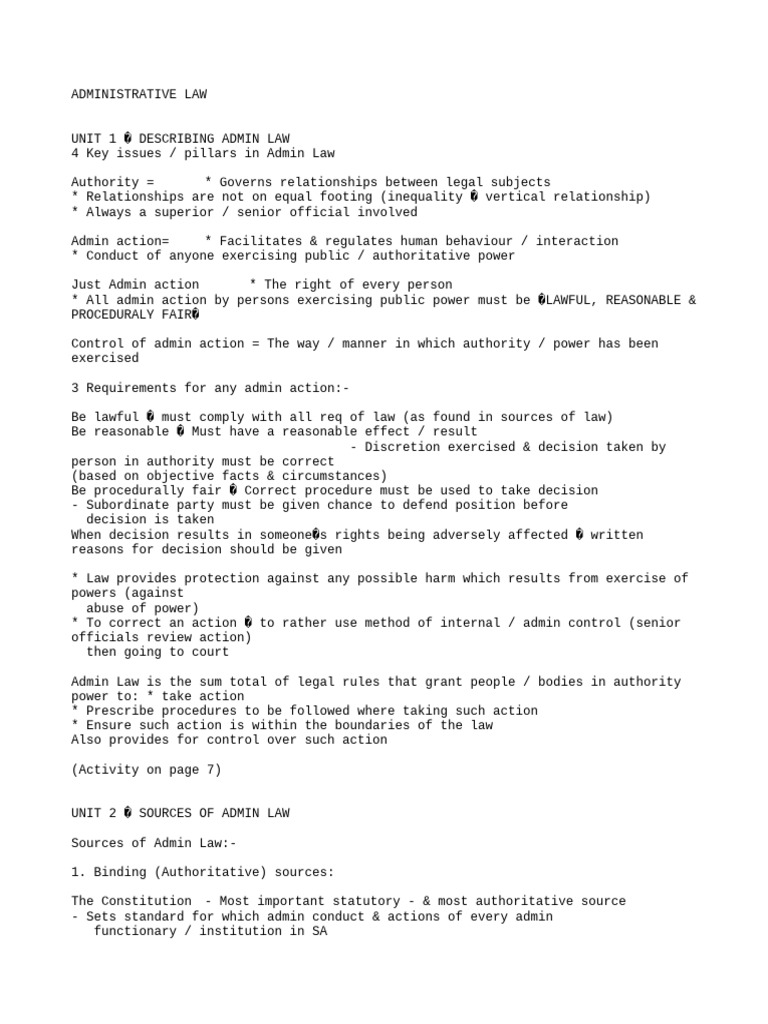 ADL2601 ADL Summary Notes | PDF | Administrative Law | Justice