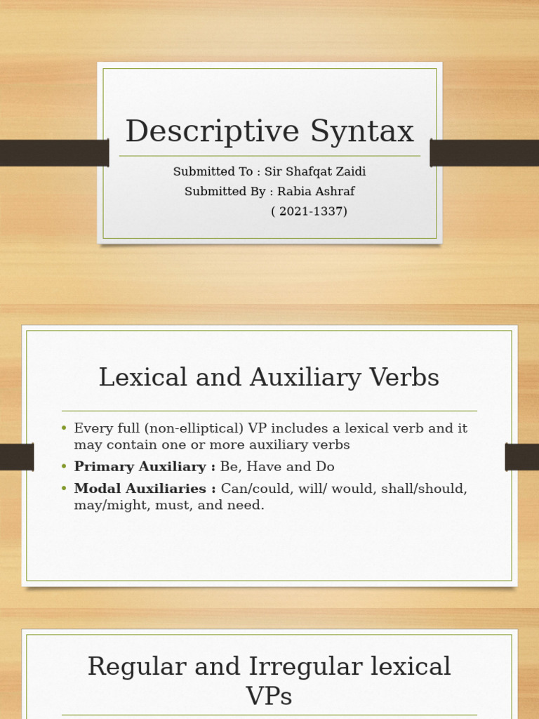Descriptive Syntax Rabia | PDF | Verb | Grammatical Tense