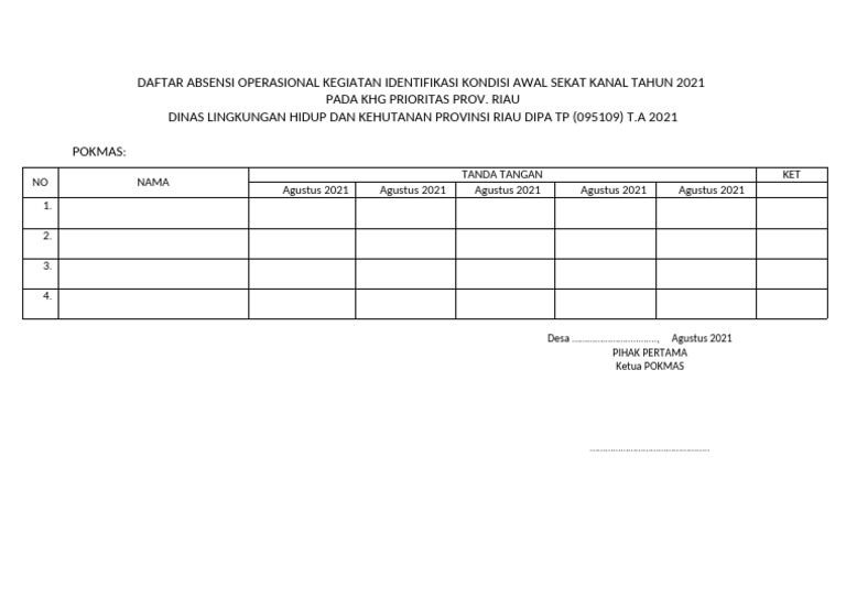 Absen Sekat Kanal | PDF