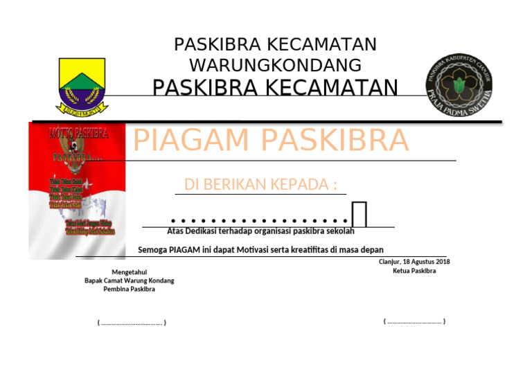 Piagam Paskibra Kecmatan 2018 | PDF