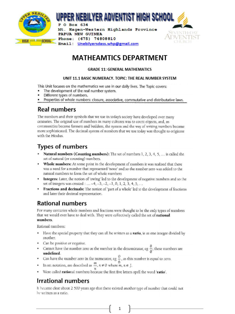 Real Number System | PDF