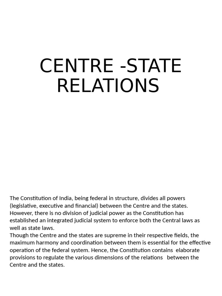 Centre-State Relations in India | PDF | Taxes | Treaty